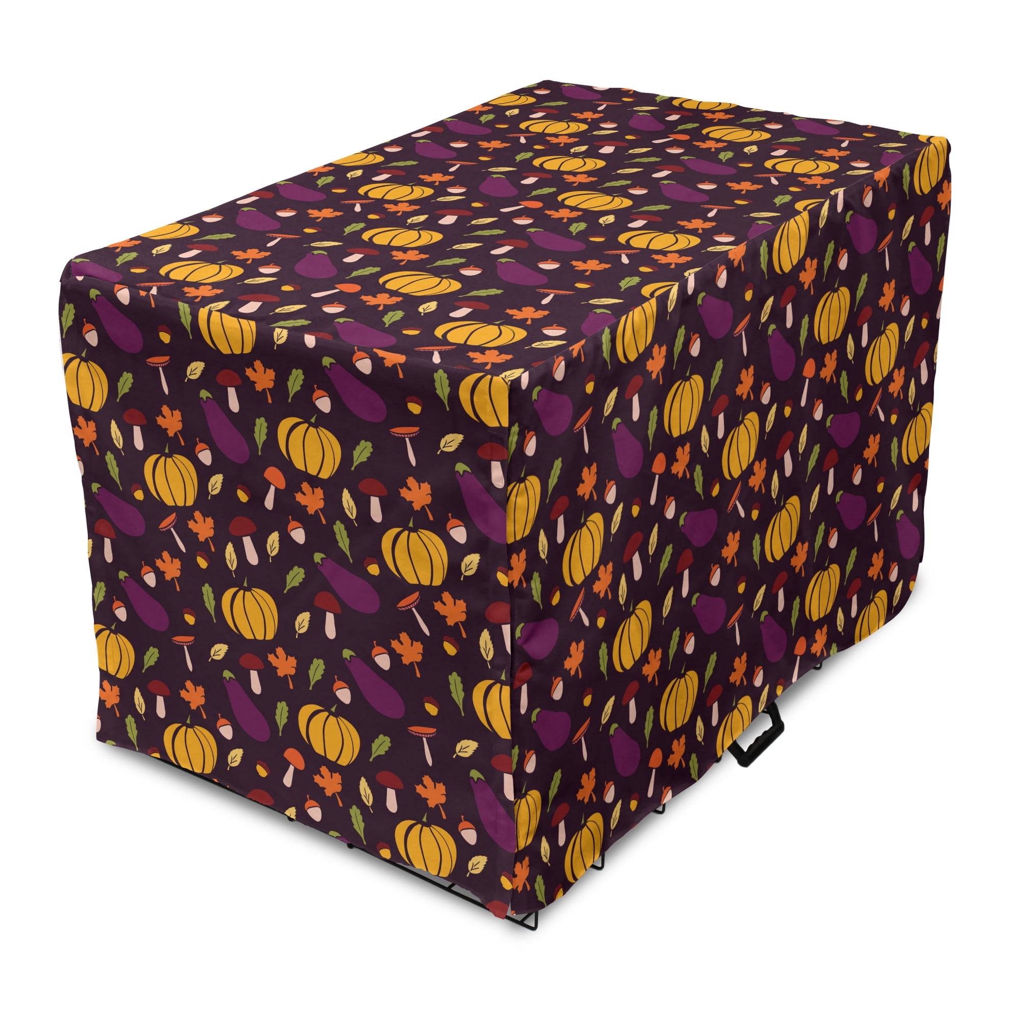 Autumn Dog Crate Cover, Pumpkin Acorn Mushroom Seasonal Vegetable ...
