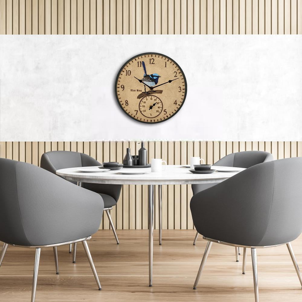 Buy Zochlon Outdoor Clock Resin Wall Clock Waterproof with Thermometer ...