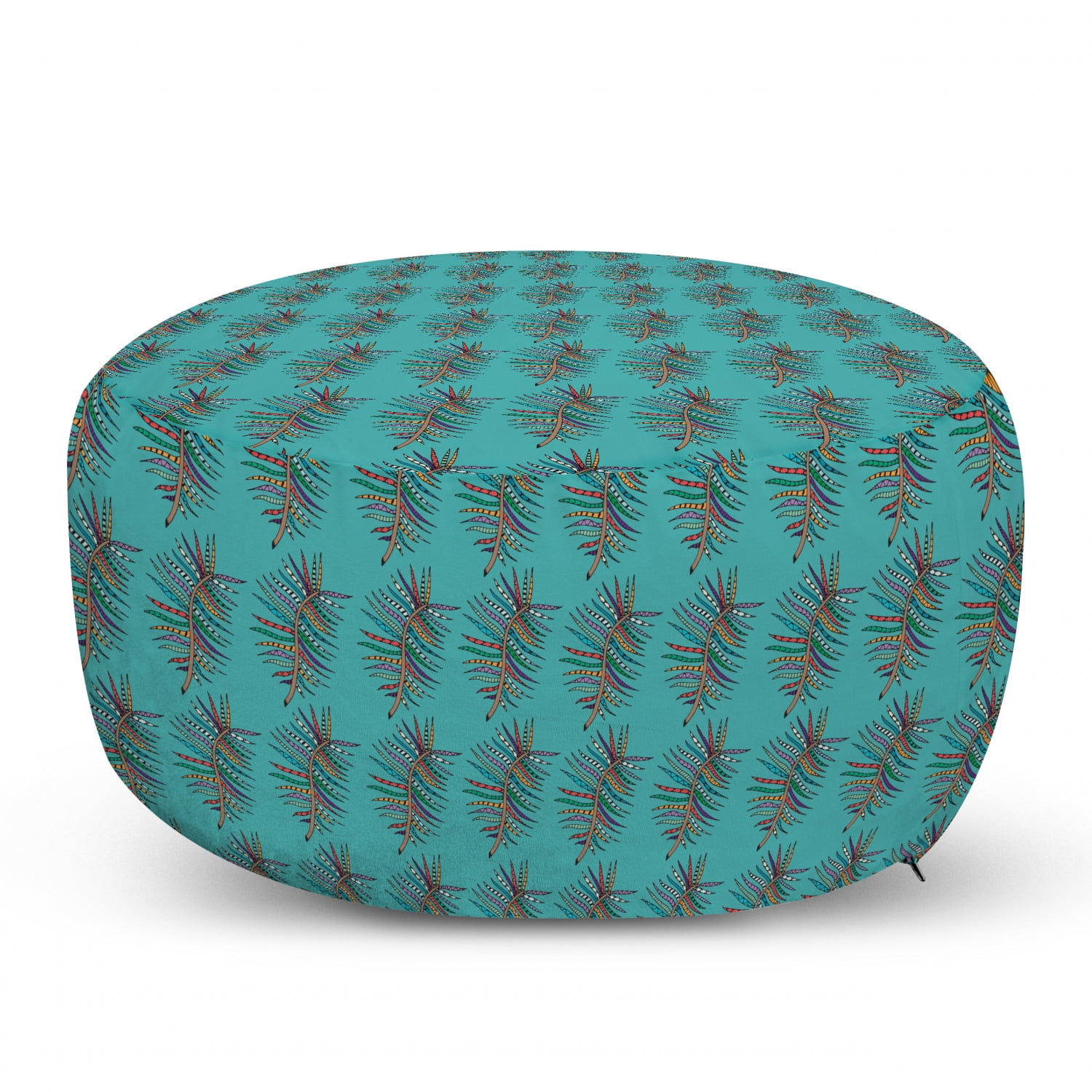African Pouf Cover with Zipper, Hand Drawn Ornamental Ethnic Style ...