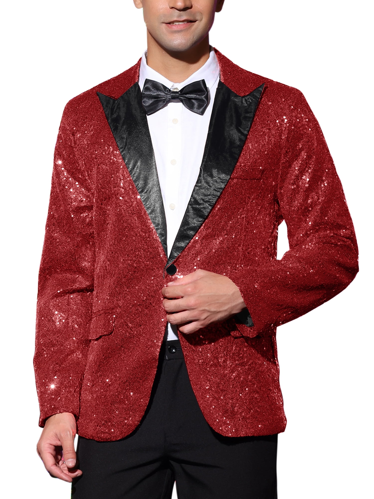 Lars Amadeus Men's Sequin Suit Jacket Sparkly Party Show Glitter Sports ...