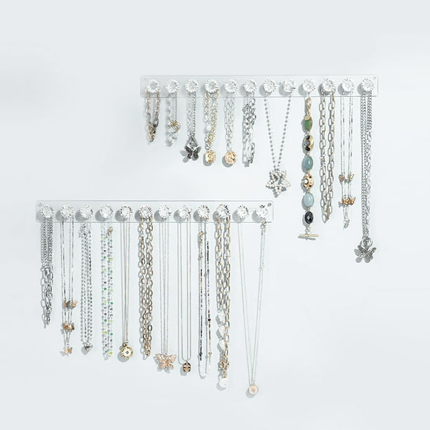 2 Pack Acrylic Necklace Hanger, Wall Mounted Necklace Hangers Hanging ...