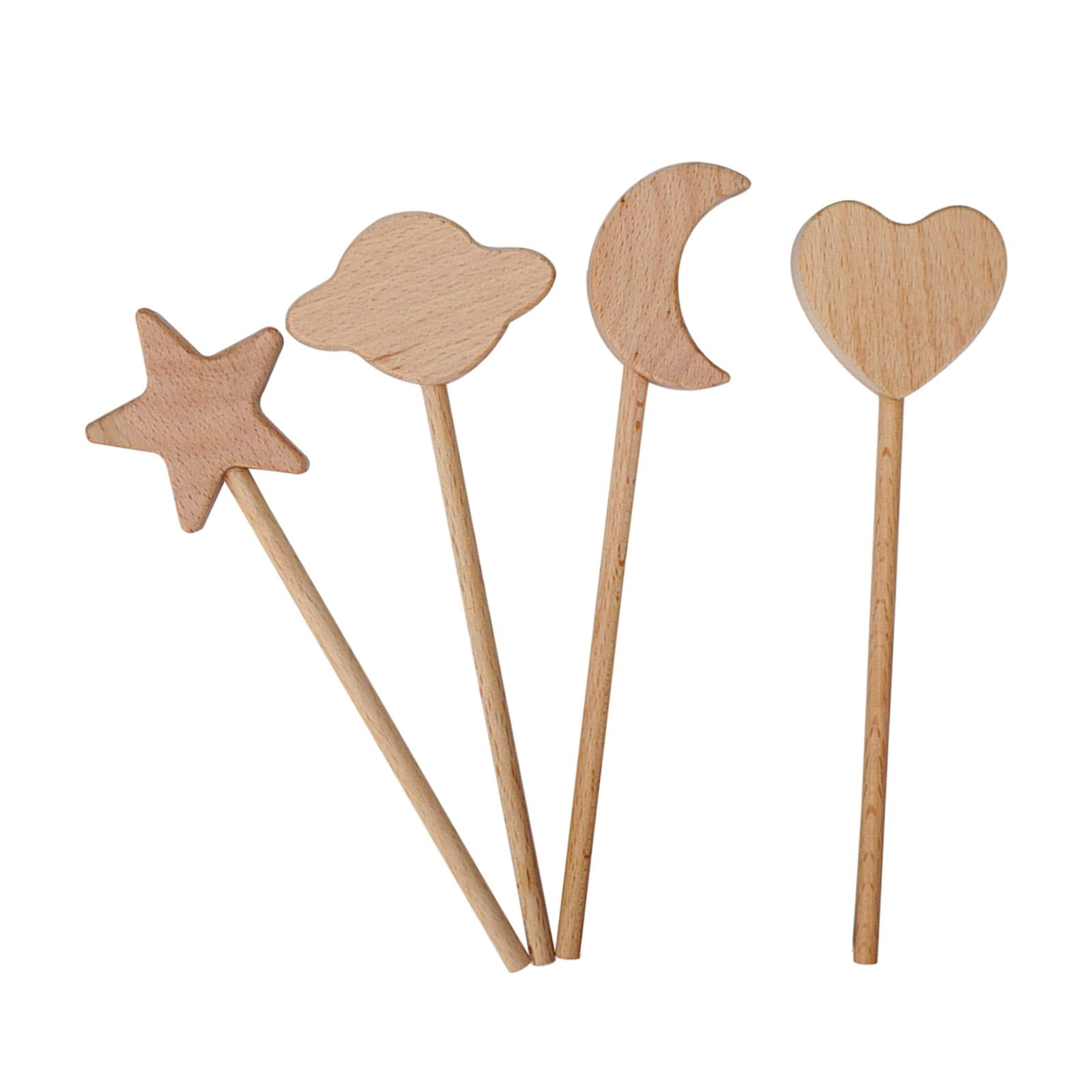 4x Wooden Fairy Sticks Pretend Play Crafts Photography Props Unpainted ...