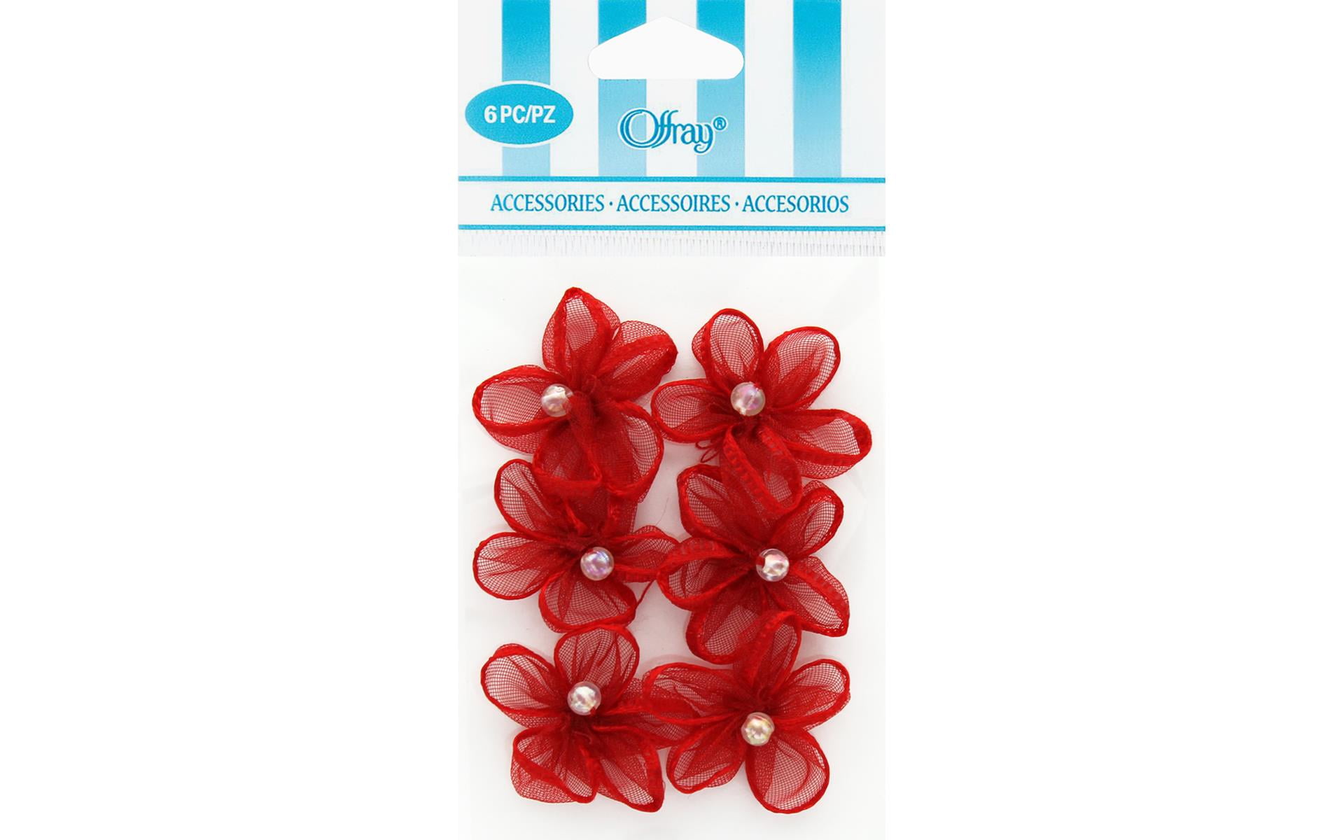Offray Accent Ribbon Sheer Flower 6Pc Red | Walmart Canada