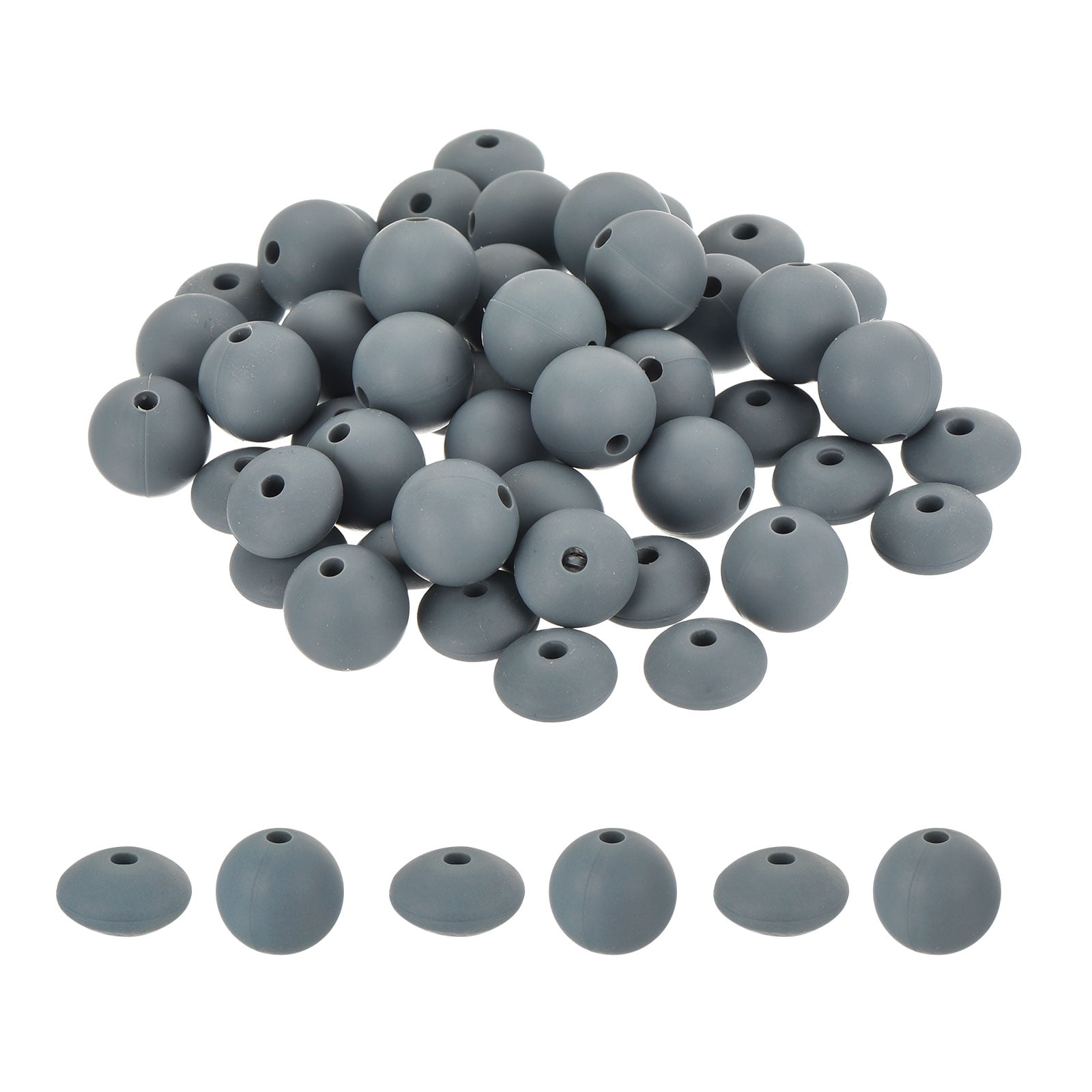 Click here for Unique Bargains 50pcs Grey Silicone Beads 12mm Rou... prices