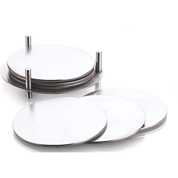 King International Stainless Steel Round Coasters with Holder with ...
