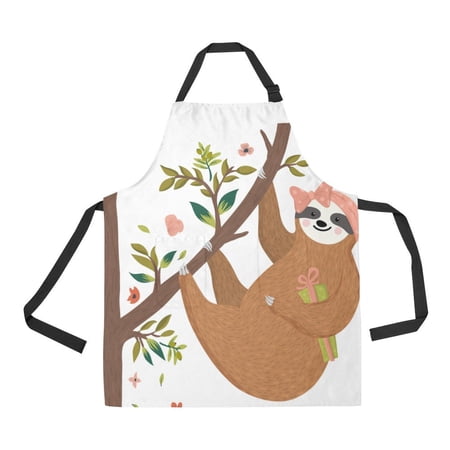 HATIART Cartoon Funny Female Sloth Wearing Vintage Headband Apron ...
