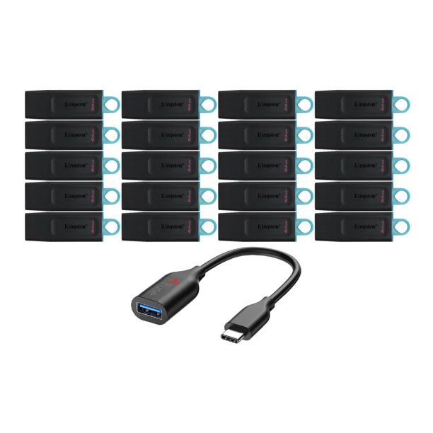 Kingston 64GB USB 3.2 DataTraveler Exodia Flash Drive (20-Pack) with ...