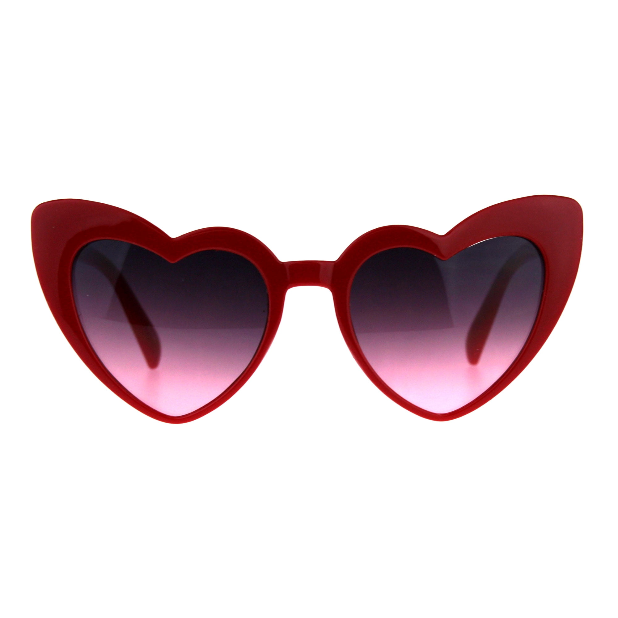 Womens Oceanic Color Lens Heart Shape Cat Eye Valentines Sunglasses Red ...