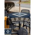 Blue Tribal Geometric Square Outdoor Tablecloth with Umbrella Hole ...