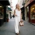 2026 New Women's Two-Piece Floral Lace Lapel Vest Top & Wide Leg Pants ...