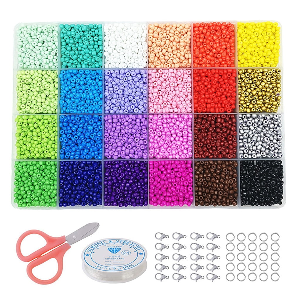 Generic 24 Slot Multicolor Baking Paint Beads Set Glass Beads Box Beads For Diy Bracelets And Necklace