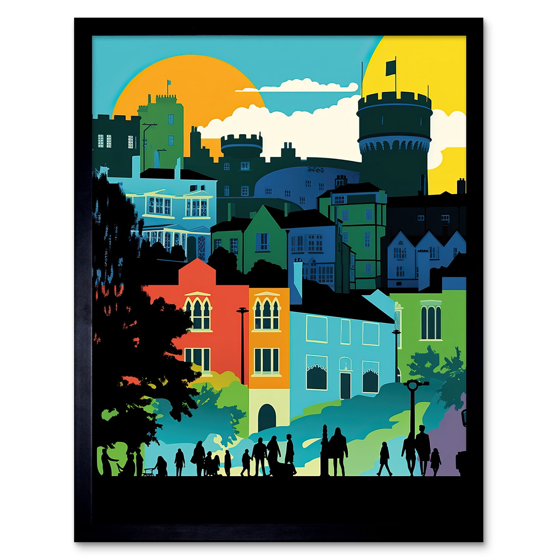 Nottingham City Abstract Multicoloured Cityscape Art Print Framed ...