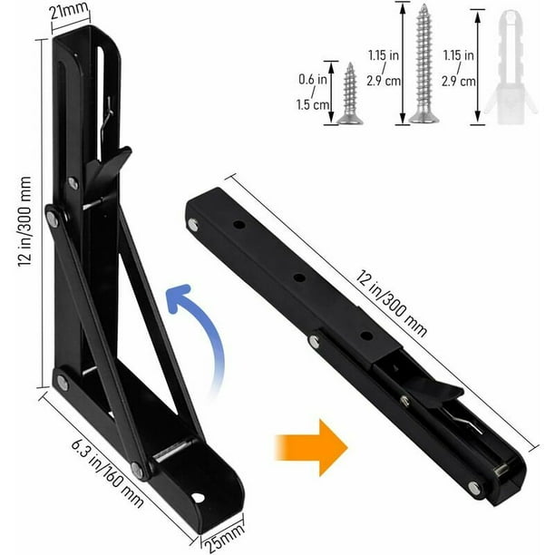 Lot de 2 Equerre Etagere 300mm, Support Console Pliable, Acier ...