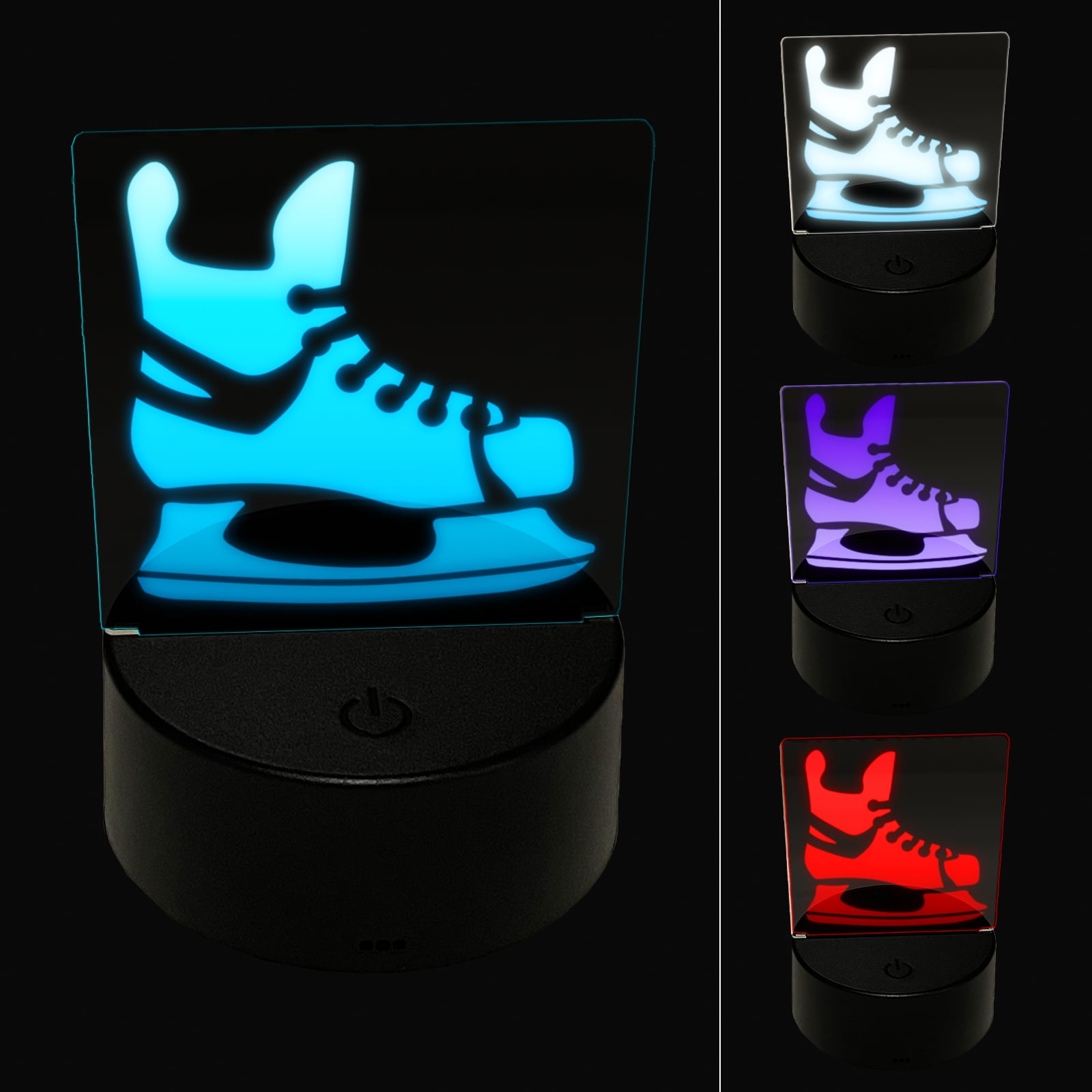 Hockey Ice Skates Skating Blades LED Night Light Sign 3D Illusion Desk ...