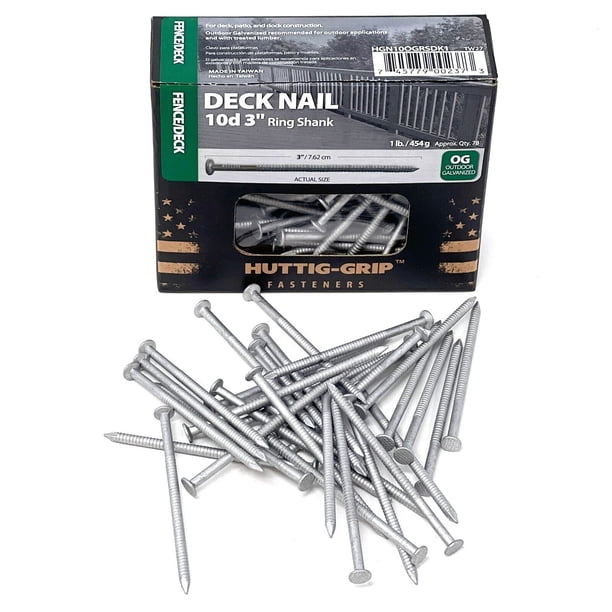 Huttig-Grip 3" Ring Shank Wood Fence Deck Nails, 10D - Walmart.com