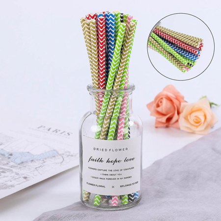 Biodegradable Paper Straws, 100 Straws For Party Supplies, Birthday ...