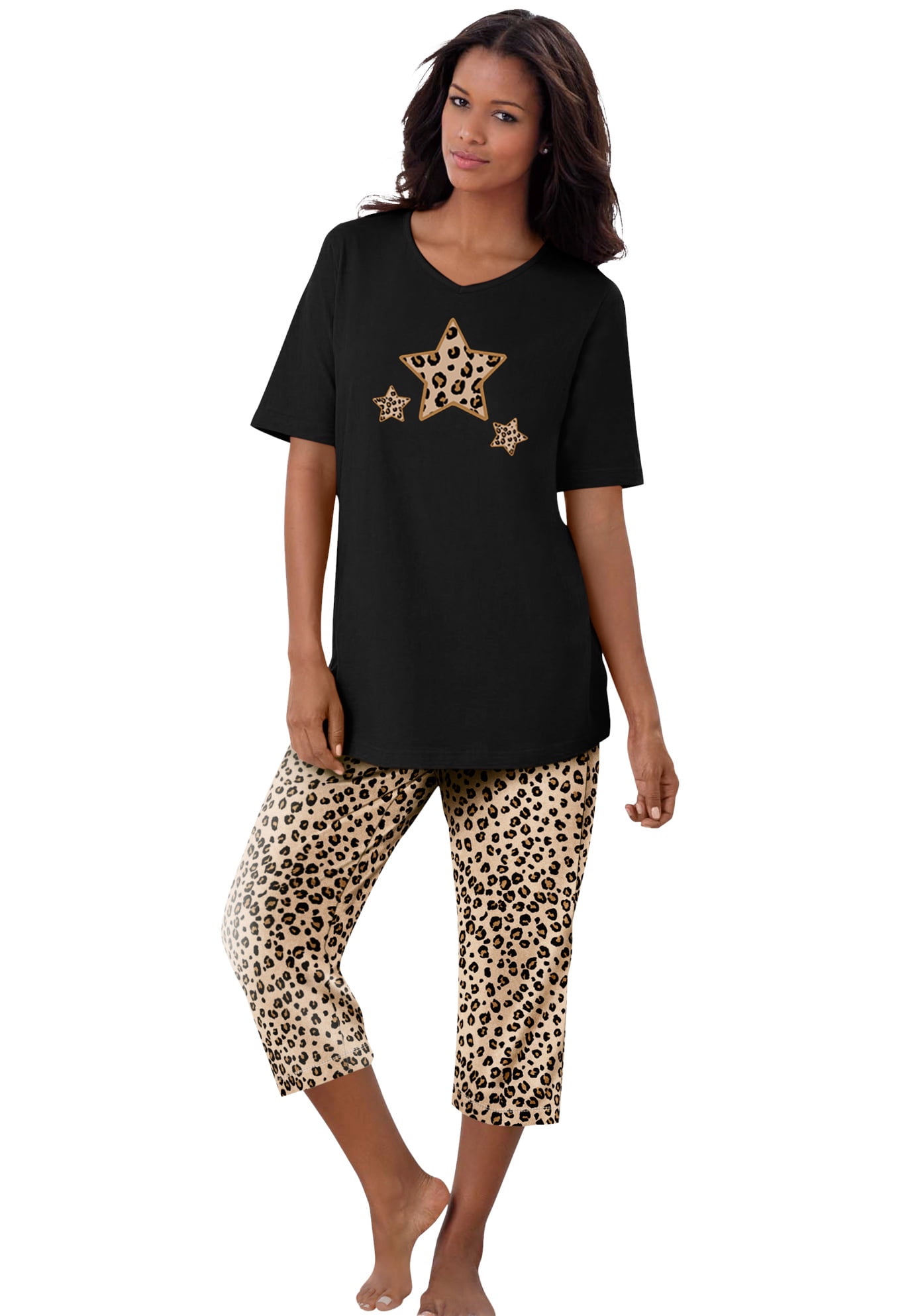 Dreams And Co Womens Plus Size 2 Piece Capri Pj Set Pajamas