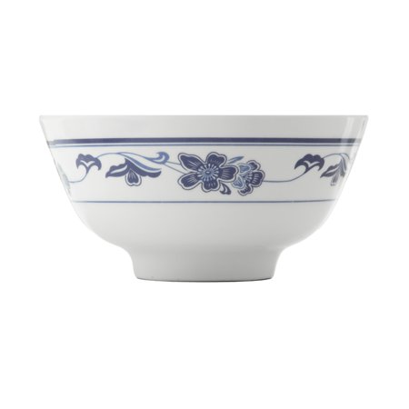 Peony, Round Rice Bowl, 7 Oz., 3 5/8"Dia., Melamine, White, Blue Rim ...