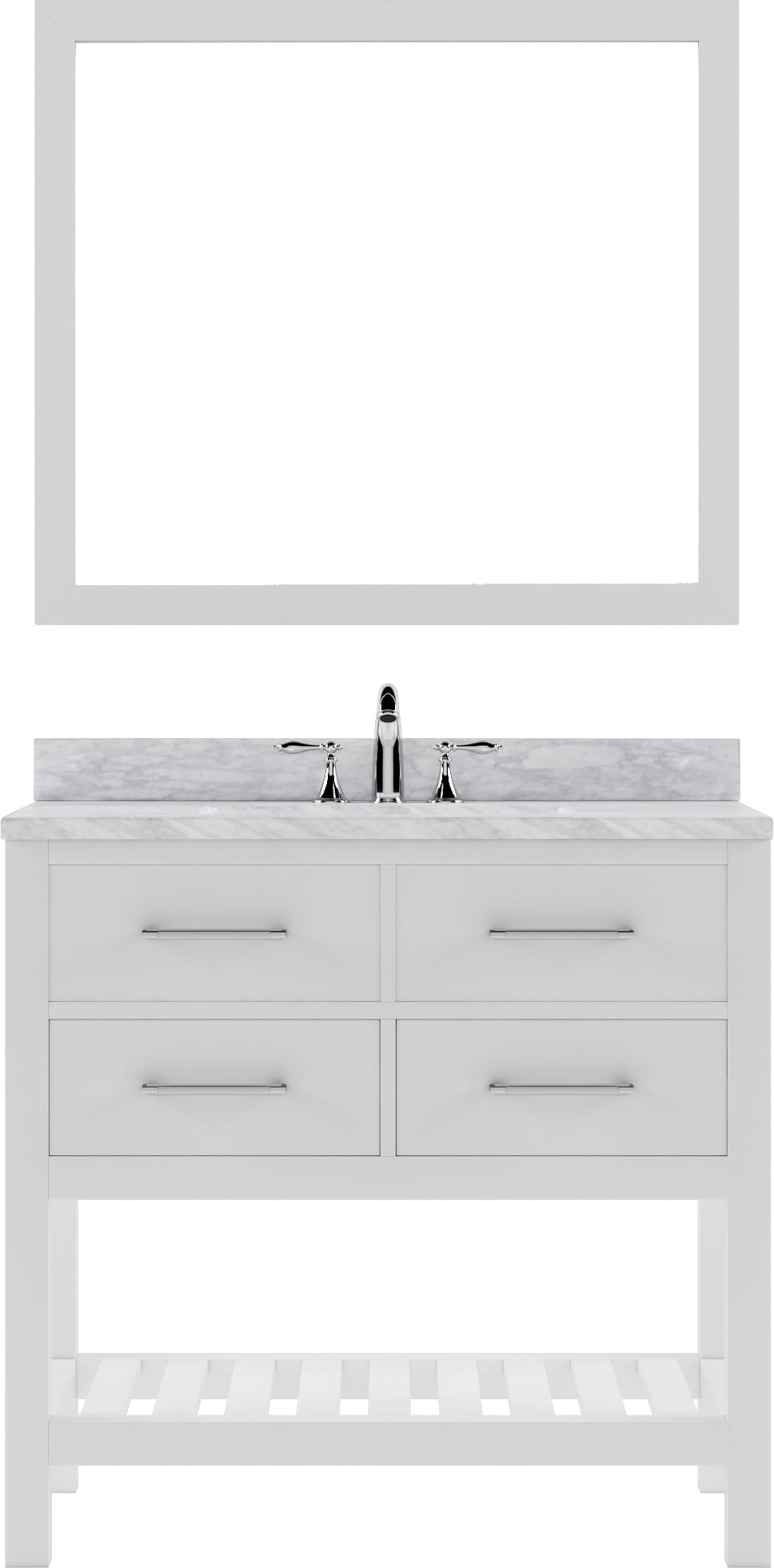 Caroline Estate 36" Single Bath Vanity in White with White Marble Top ...