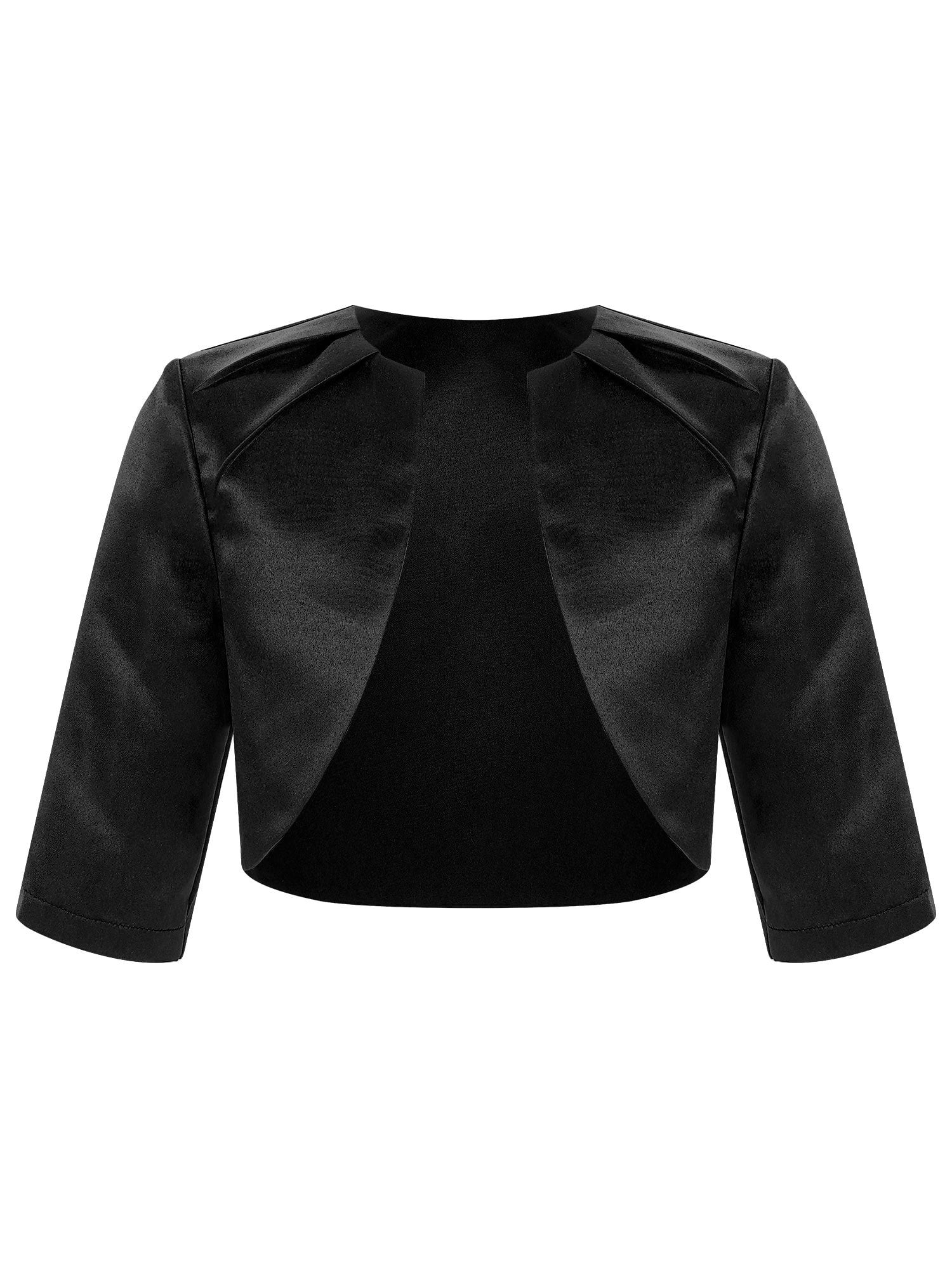 YEAHDOR Kids Girls Satin Bridesmaid Short Shrug Cropped Cardigan Flower ...