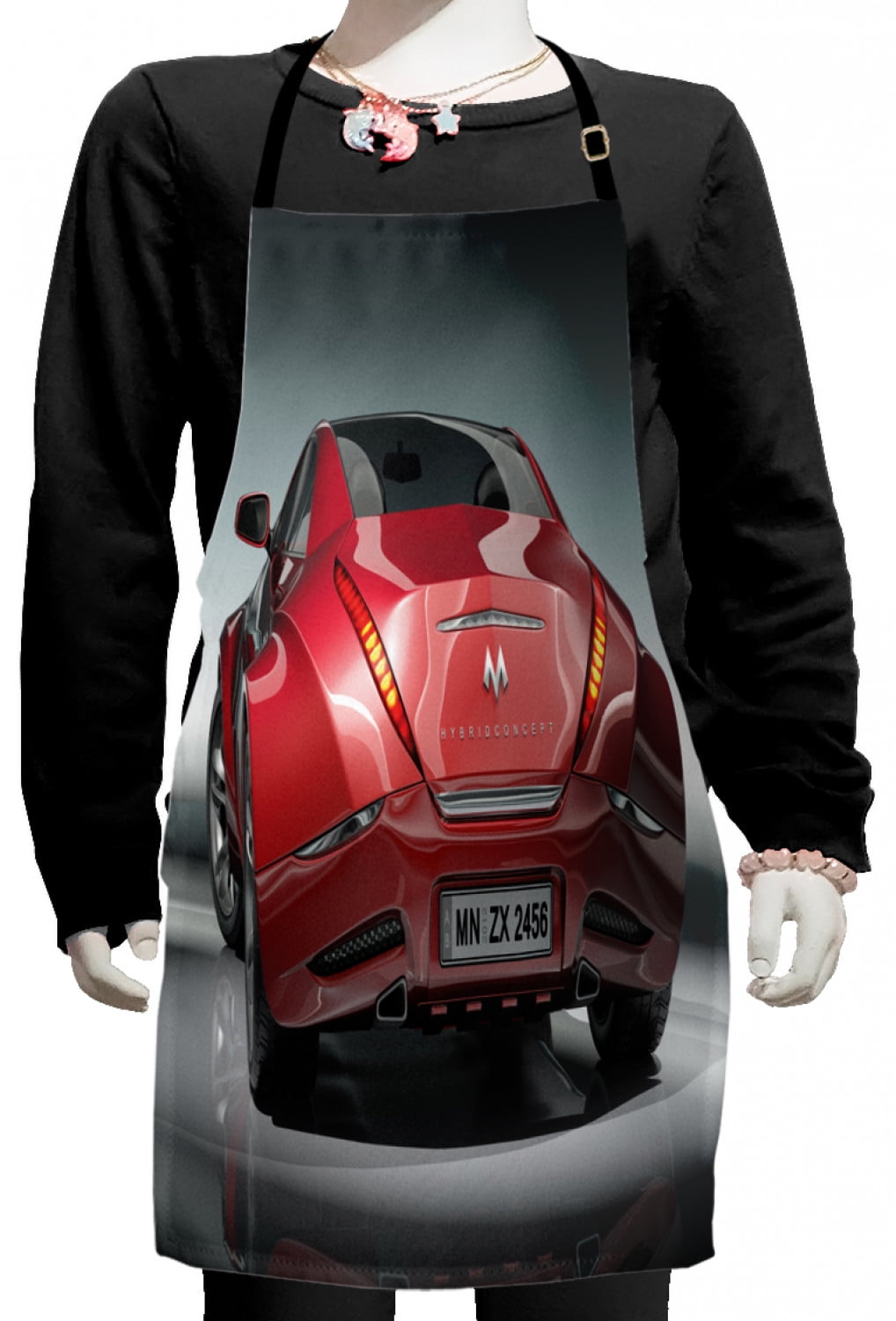 Cars Kids Apron, Red Sports Car Concept Design Realistic Powerful ...
