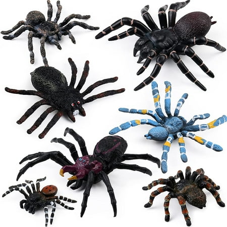 7pcs Realistic Spider Figures Plastic Spider Fake Spider Toy Figurines ...
