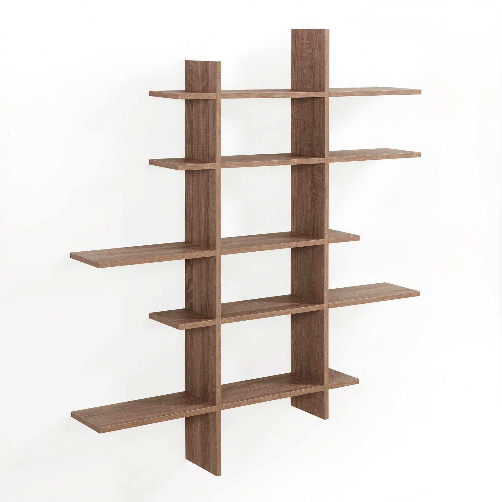 Danya B Five Level Asymmetric Modern Floating Cubby Wall Shelf with 30 ...