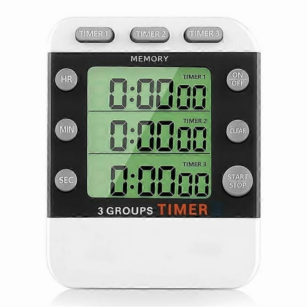 Digital Dual Kitchen Timer, 3 Channels Count UP/Down Timer, Triple Cooking Timer, Display, Loud ...