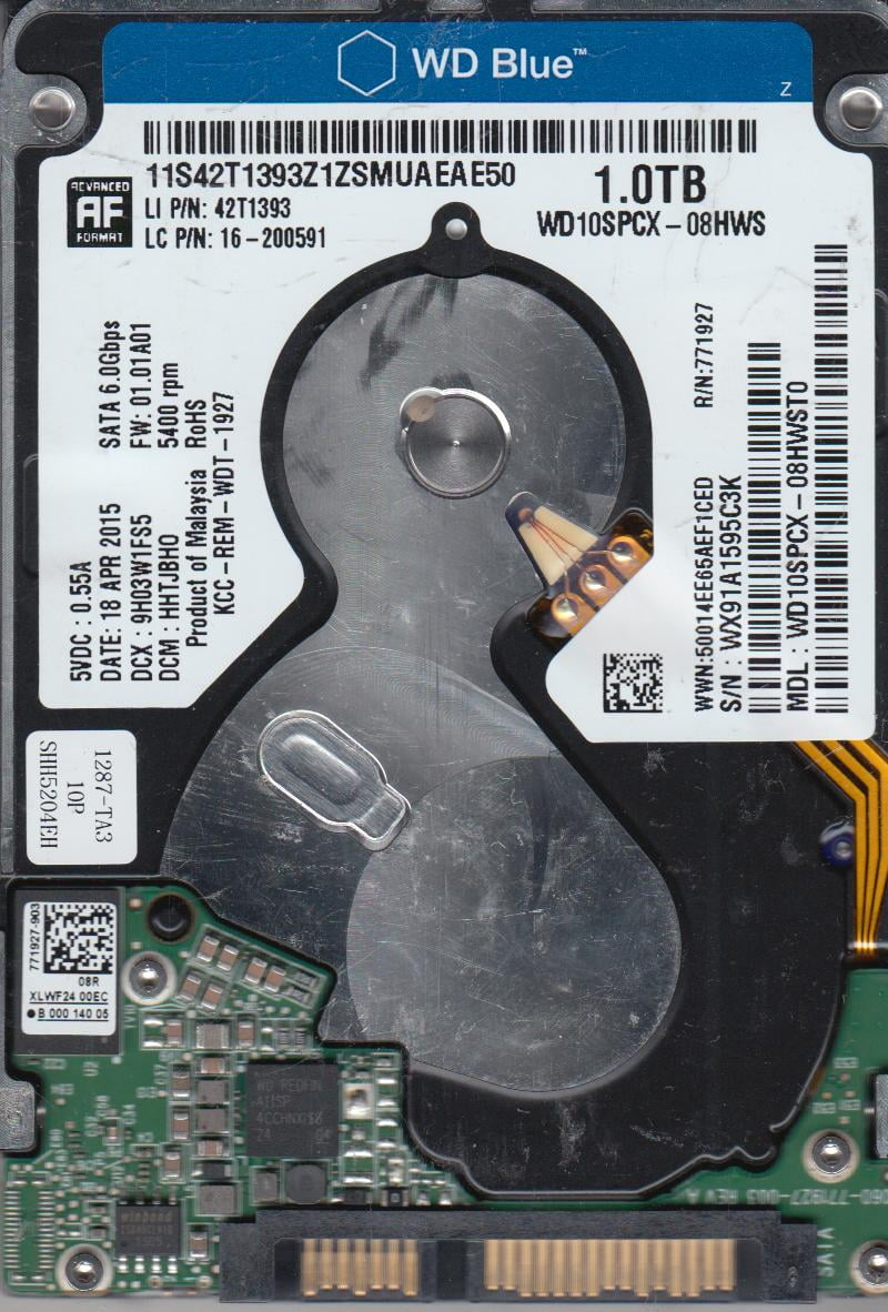 WD10SPCX-08HWST0, DCM HHTJBHO, Western Digital 1TB SATA 2.5 Hard Drive ...