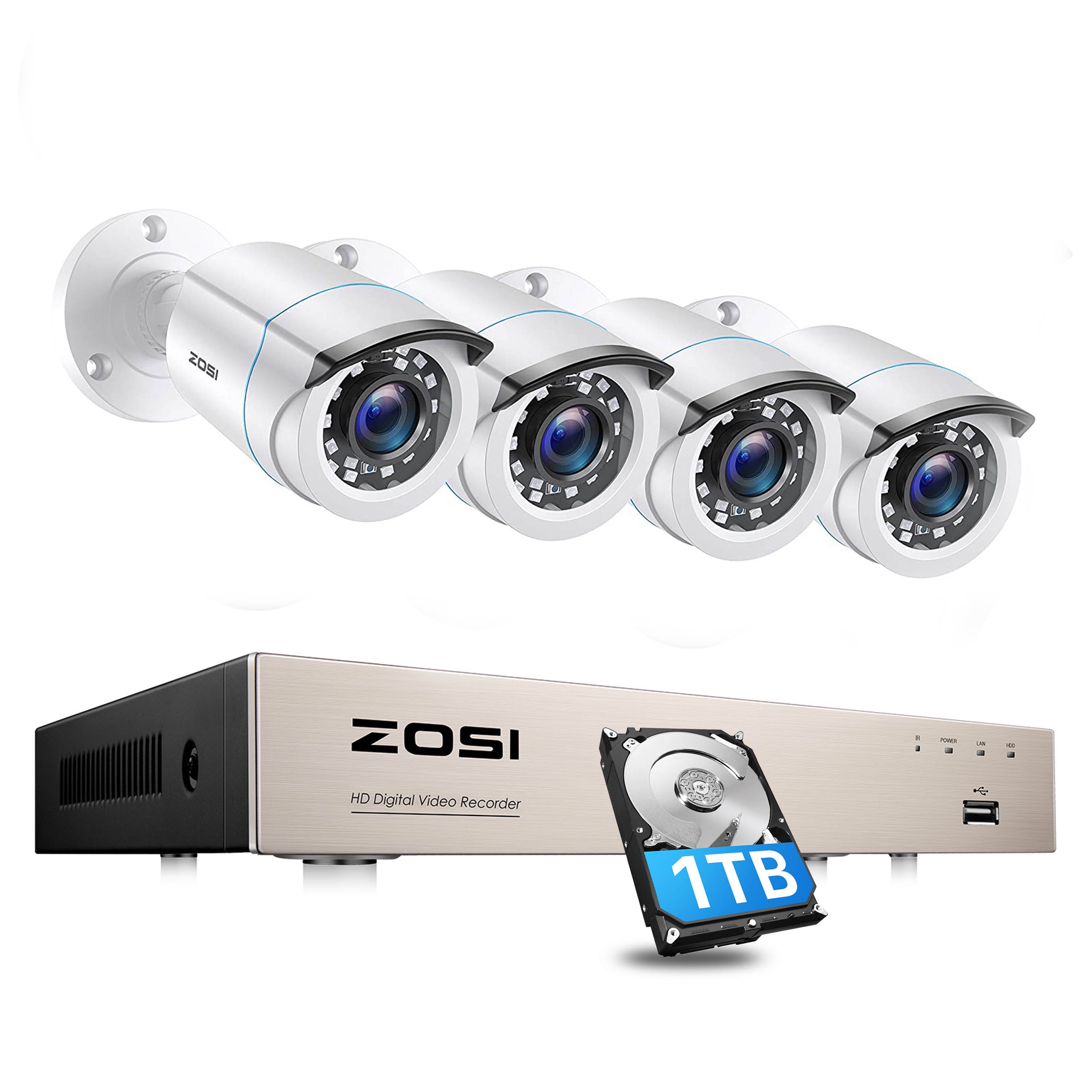 ZOSI H.265+ 8CH CCTV Security System 1080P Wired Surveillance Camera ...