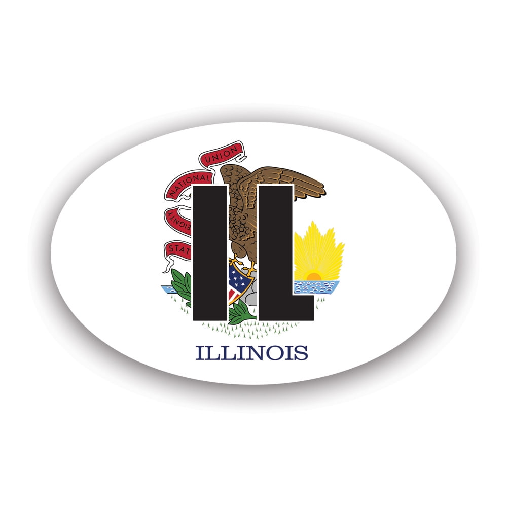 Illinois Flag Oval Sticker Decal - Self Adhesive Vinyl - Weatherproof ...
