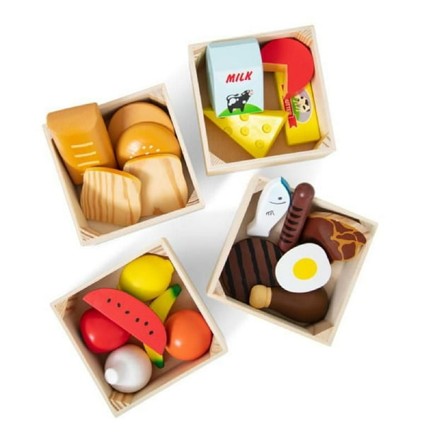 Melissa & Doug Food Groups - 21 Wooden Pieces and 4 Crates, M&D Food ...