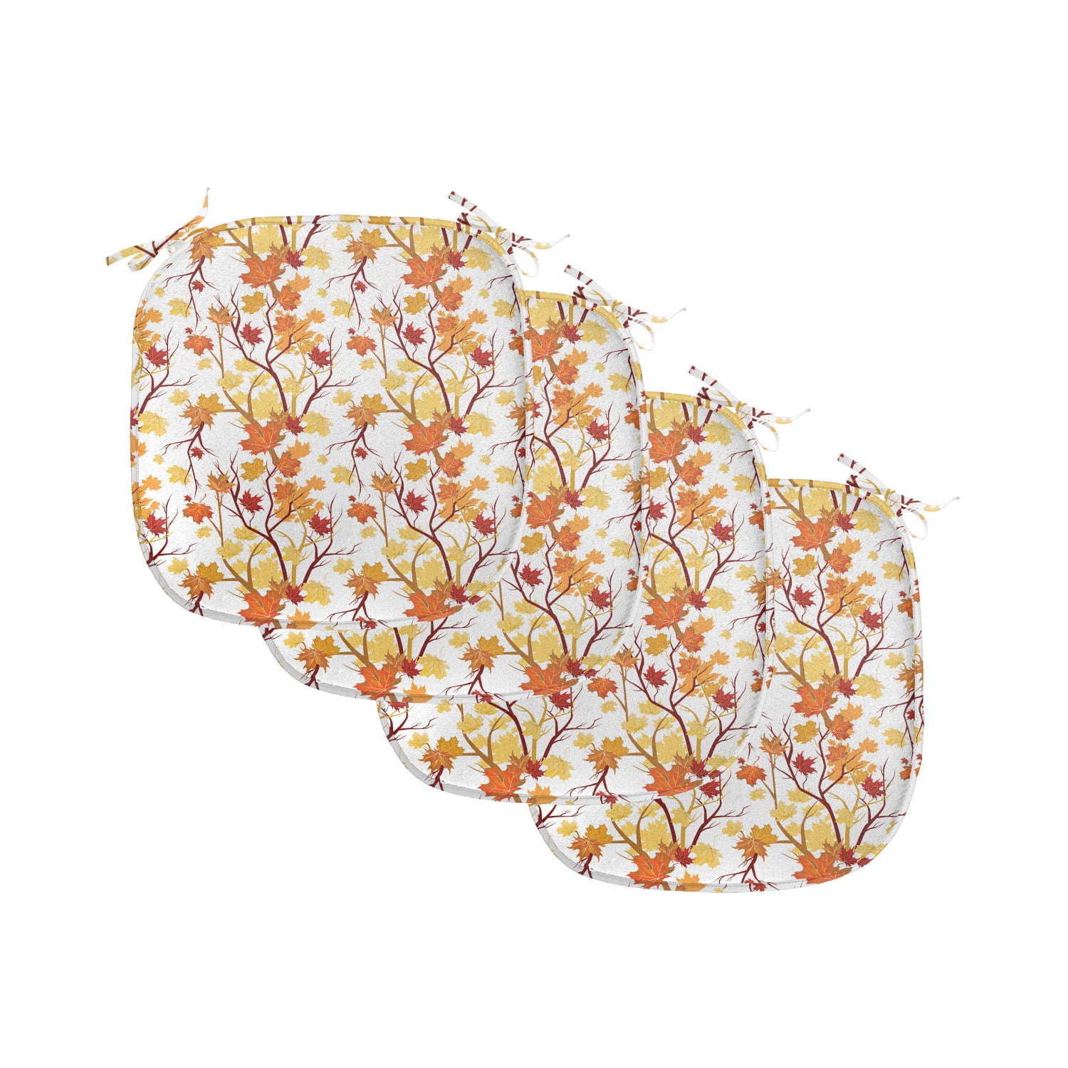 Fall Chair Seating Cushion Set of 4, Swirling Autumn Leaves Shady ...