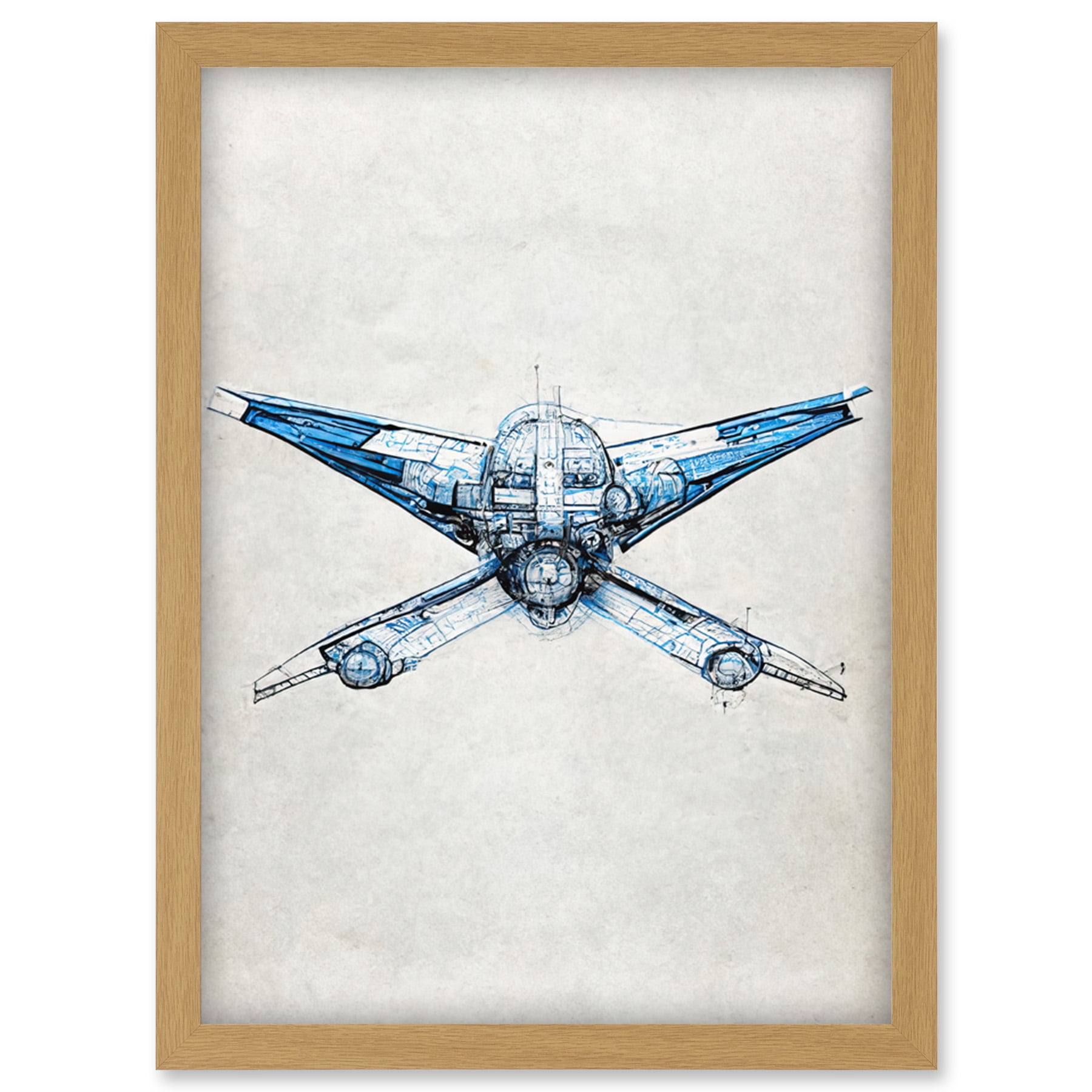 Blueprint Diagram X Wing Fighter Fantasy Fan Art Artwork Framed Wall ...