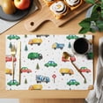 Cartoon Truck Placemats Set of 6 Funny Cute Colorful Car Tree Polka Dot ...