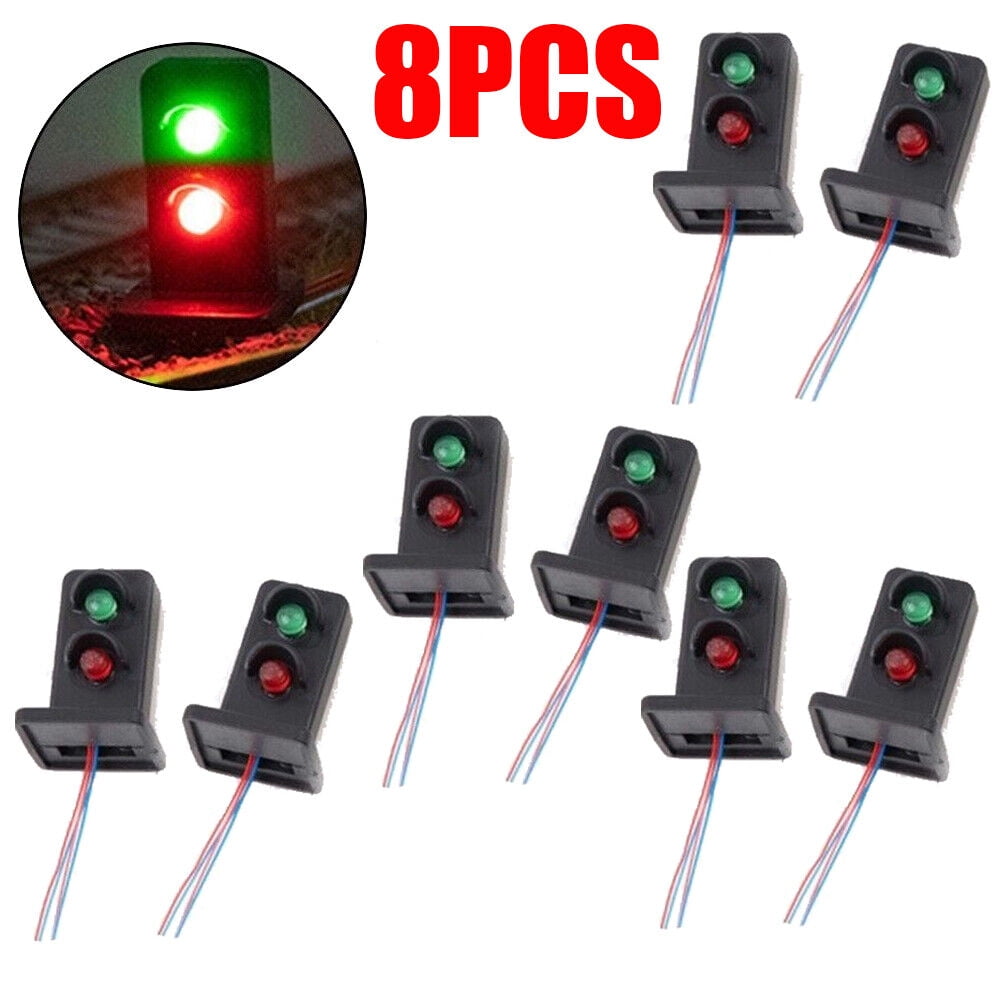 8PCS Model Train Signals 2 Lights OO HO Scale Railroad LED Signal Lamp ...