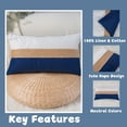 of 2 Navy Blue Jute Rope Textured Patchwork Throw Pillow Covers, 12x20 ...
