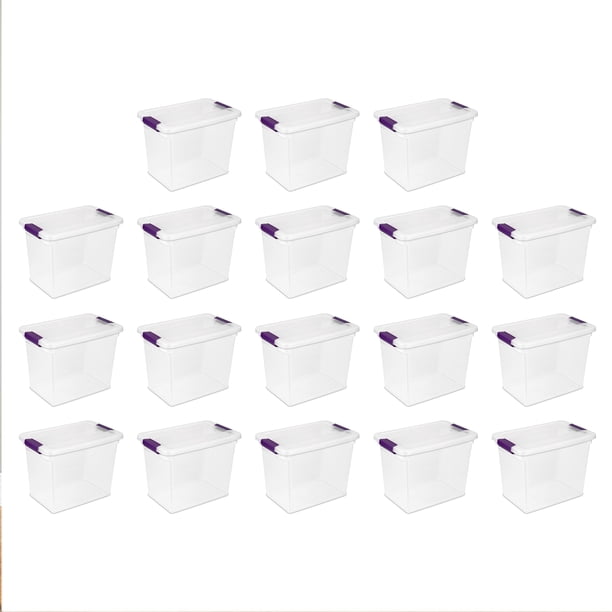 Sterilite 27 Qt ClearView Latch Storage Stackable Bin with Latching Lid ...