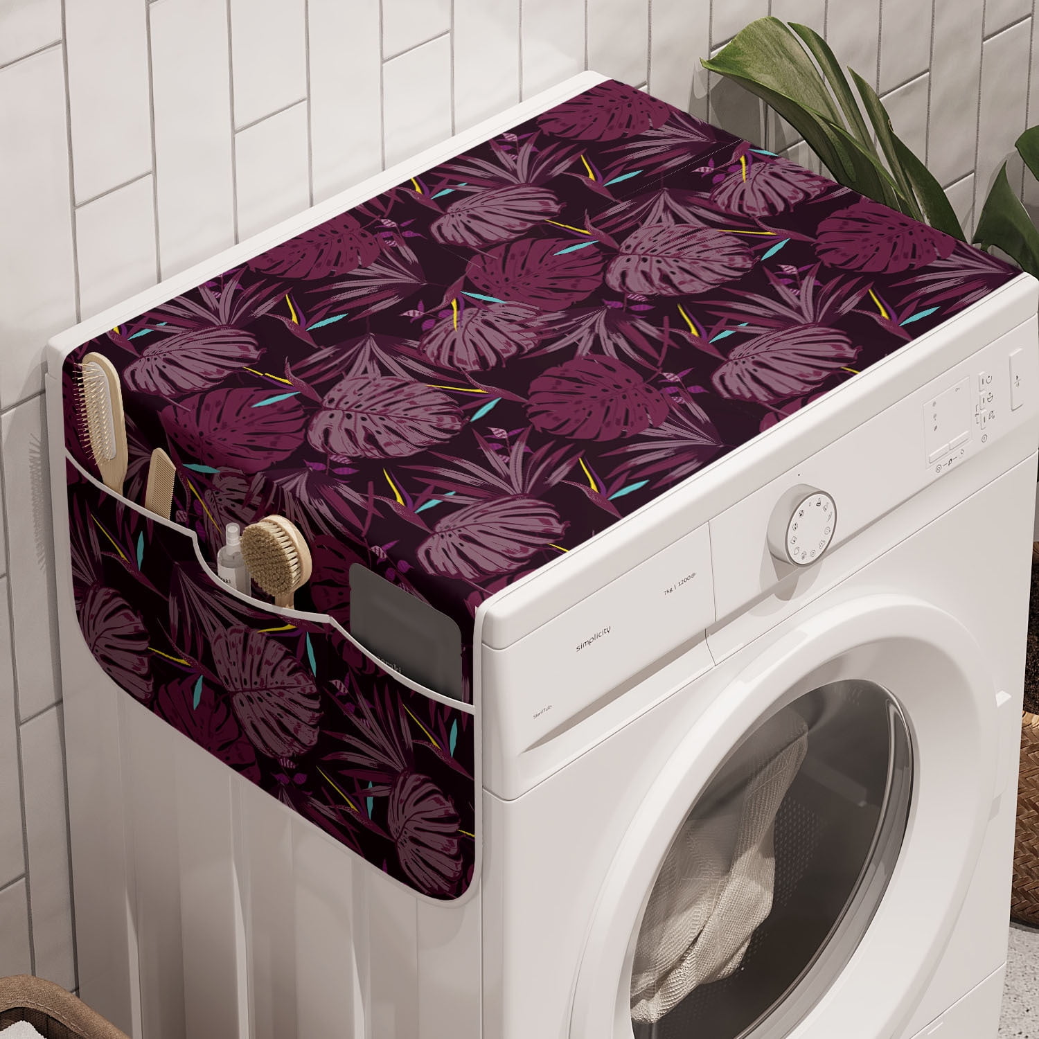 Floral Washing Machine Organizer, Image of Exotic Tropical Palm Tree ...