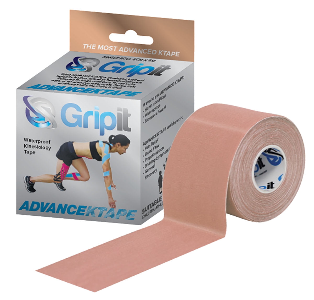 Gripit Advance Waterproof KTAPE, 2" x 5.5 yds, Tan - Walmart.com