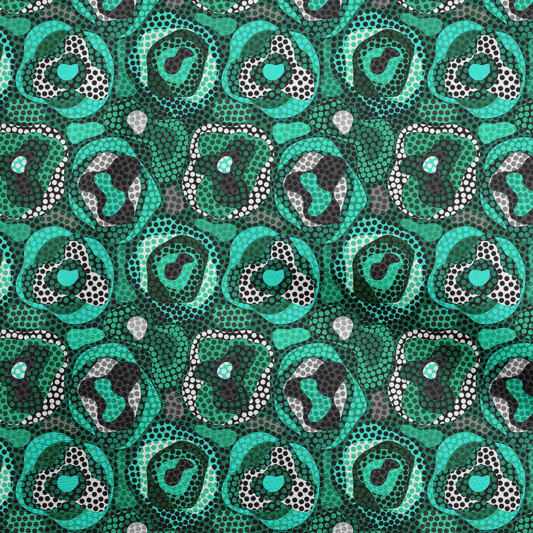 oneOone Cotton Flex Sea Green Fabric Abstract Fabric For Sewing Printed ...
