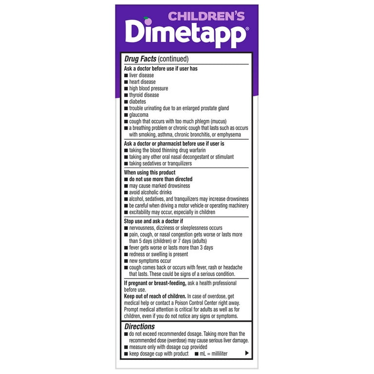 Dimetapp Cold And Cough Dosage Chart By Weight Chart Walls