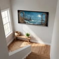 Beach Window Canvas Wall Art - Large Nautical Lighthouse Moon Canvas ...
