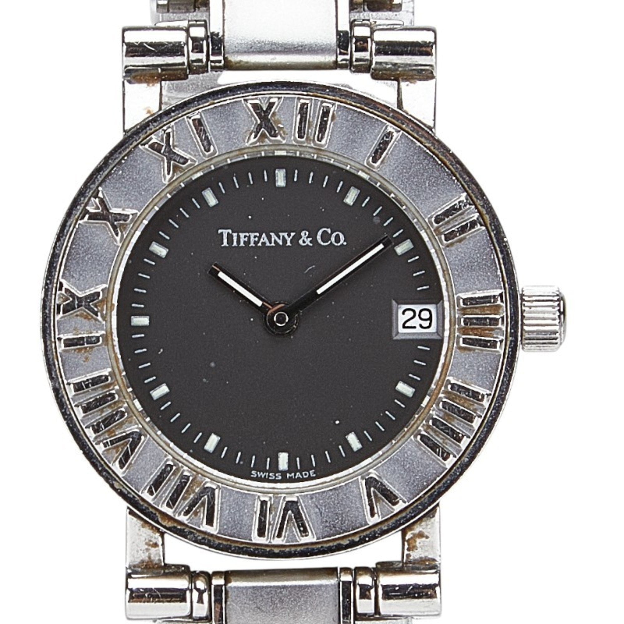 Pre-Owned Tiffany Atlas Watch, Quartz, Grey Dial, Stainless Steel ...