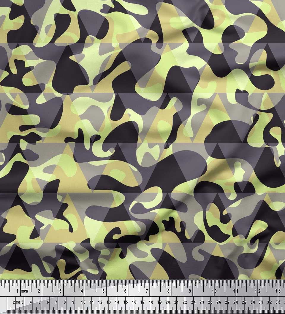 Soimoi Crepe Silk Fabric Two Tone Camouflage Printed Craft Fabric by ...
