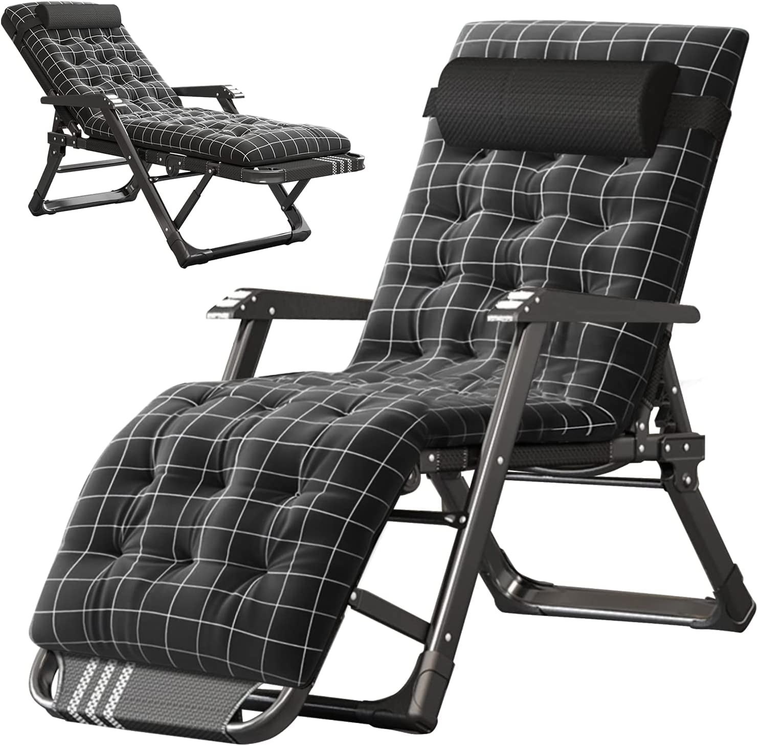 ABORON Folding Chaise Lounge Chair,Adjustable 5-Position Outdoor Patio ...