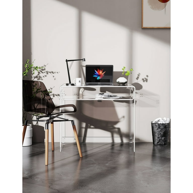 Acrylic Clear Glass Computer Desks