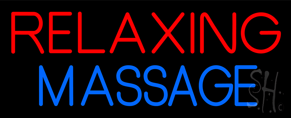 Relaxing Massage LED Neon Sign 10 x 24 - inches, Black Square Cut ...