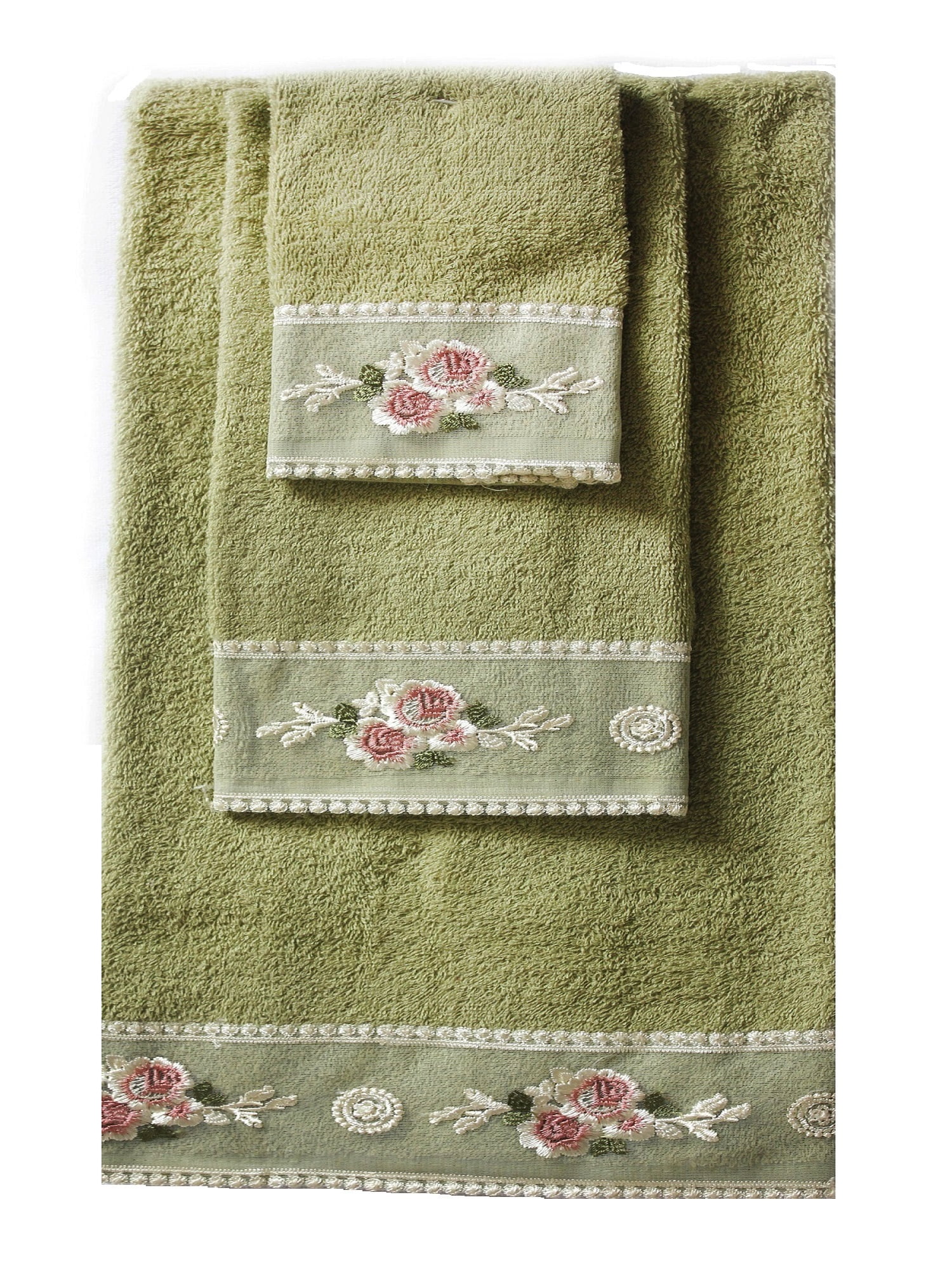 Decorative 3Pc Towel Set Rose Flower Lace - Walmart.com