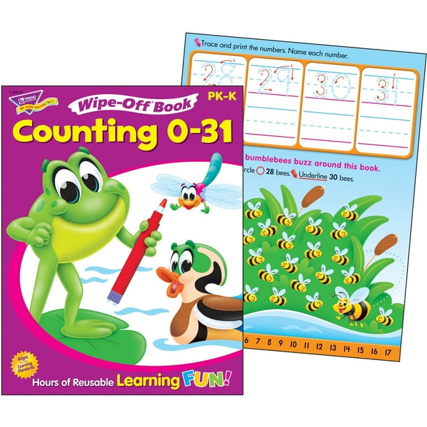 Trend Counting 0 to 31 Wipe-off Book Printed Book - Walmart.com ...